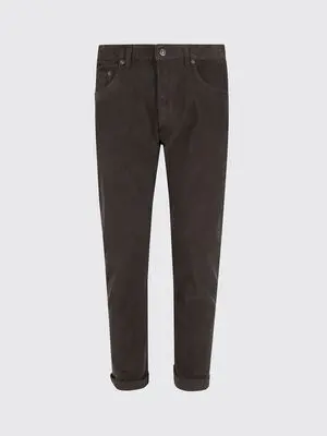 DONDUP Mid-rise Slim Fit Corduroy Trousers With Turn-up Cuffs - Cocoa
