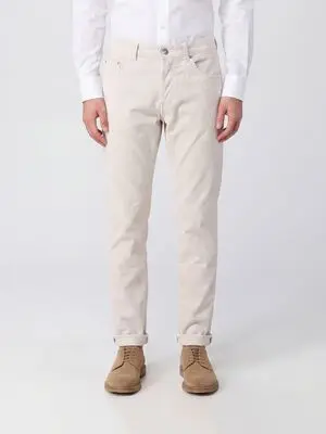 DONDUP Mid-rise Slim Fit Corduroy Trousers With Turn-up Cuffs - Grey