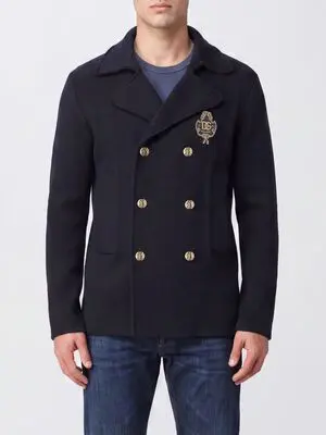 Dolce & Gabbana Double Breasted Emblem Coat - Blue