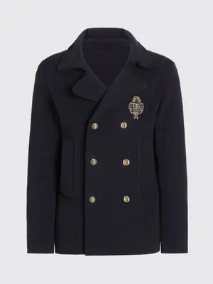 Dolce & Gabbana Double Breasted Emblem Coat - Blue