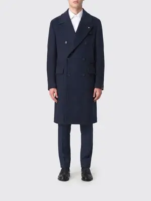 Tagliatore Long Double-breasted Coat In Pure Virgin Wool With Classic Collar - Blue