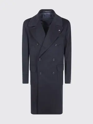 Tagliatore Long Double-breasted Coat In Pure Virgin Wool With Classic Collar