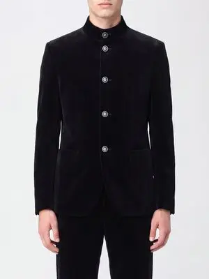 Giorgio Armani Slim Fit Single-breasted Velvet Blazer With Mandarin Collar