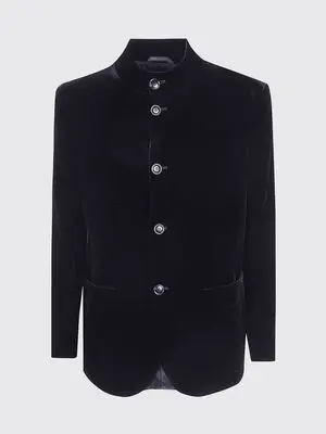 Giorgio Armani Slim Fit Single-breasted Velvet Blazer With Mandarin Collar