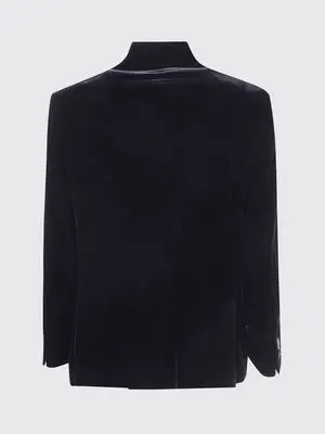 Giorgio Armani Slim Fit Single-breasted Velvet Blazer With Mandarin Collar