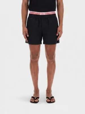 Versace Nylon Sport Shorts With Logo Elastic Waistband - Black