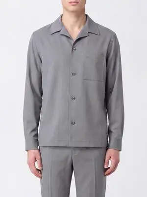 Tagliatore Casual Cuban Collar Shirt In Stretch Virgin Wool With Patch Pockets - Brown