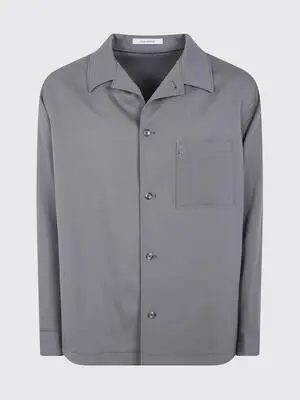 Tagliatore Casual Cuban Collar Shirt In Stretch Virgin Wool With Patch Pockets - Brown