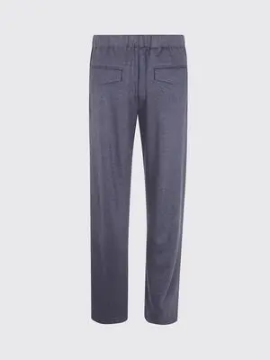 LARDINI Slim Fit Cotton Blend Trousers With Elasticated Waist And Flap Pockets