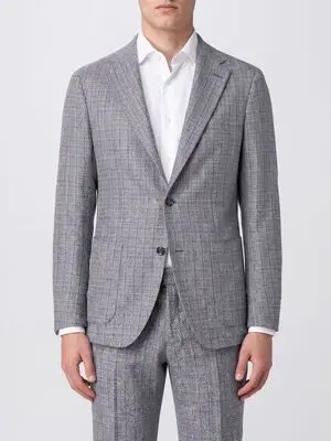 Tagliatore Single-breasted Blazer In Virgin Wool Blend With Patch Pockets - Grey