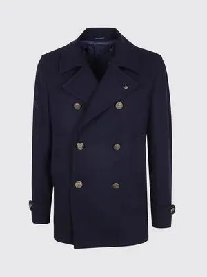Tagliatore Double-breasted Peacoat In Wool And Cashmere Blend With Belted Cuffs