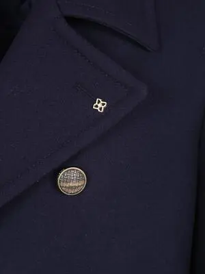 Tagliatore Double-breasted Peacoat In Wool And Cashmere Blend With Belted Cuffs