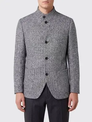 LARDINI Textured Herringbone Blazer - Black
