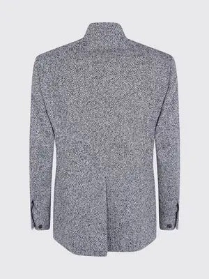LARDINI Textured Herringbone Blazer - Black
