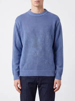 Rains Crewneck Jumper In Polyester Blend With Dropped Shoulders And Ribbed Trims Blue