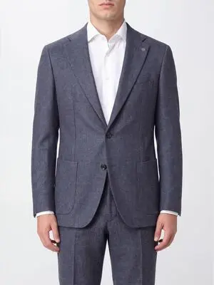 Tagliatore Single-breasted Blazer In Virgin Wool And Cashmere With Patch Pockets - Grey