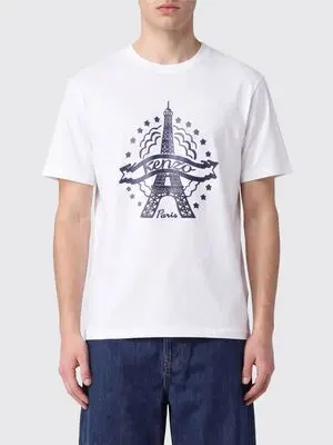 Kenzo Crewneck Cotton T-shirt With Contrasting Graphic Logo Print On The Front - White