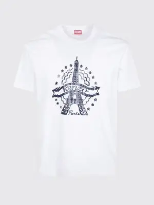 Kenzo Crewneck Cotton T-shirt With Contrasting Graphic Logo Print On The Front - White