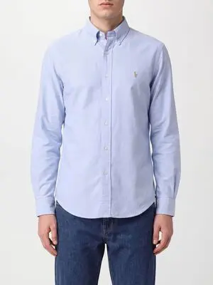 Polo Ralph Lauren Stretch Cotton Shirt With Button-down Collar And Logo - Blue