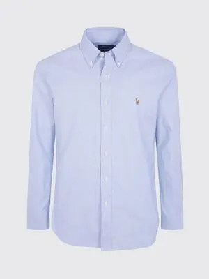 Polo Ralph Lauren Stretch Cotton Shirt With Button-down Collar And Logo - Blue