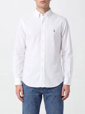 Polo Ralph Lauren Stretch Cotton Shirt With Button-down Collar And Logo - White