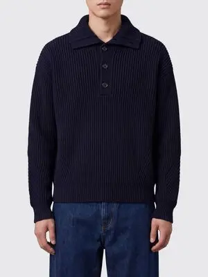 Dries Van Noten Ribbed Shawl Collar Pullover - Blue