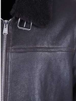 DONDUP Lambskin Leather Jacket With Fur Collar And Zip Closure