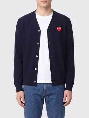 Play Comme Des Garcon V-neck Cardigan With Heart Appliqu - Blue