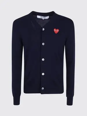 Play Comme Des Garcon V-neck Cardigan With Heart Appliqu - Blue