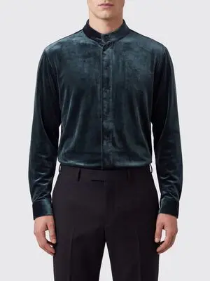Giorgio Armani Silk And Viscose Velvet Shirt With Mandarin Collar