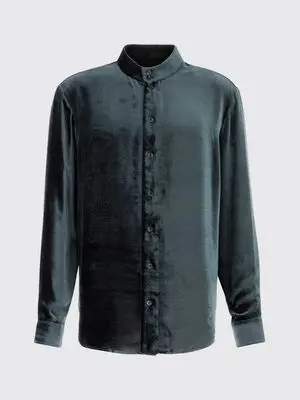 Giorgio Armani Silk And Viscose Velvet Shirt With Mandarin Collar