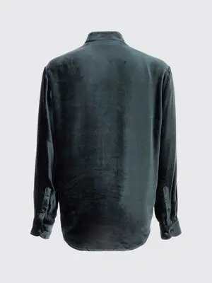 Giorgio Armani Silk And Viscose Velvet Shirt With Mandarin Collar