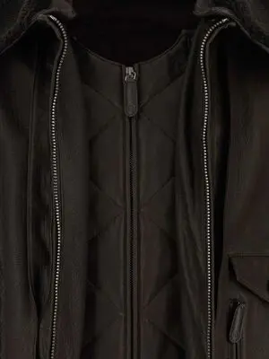 Giorgio Armani Leather Bomber Jacket With Shearling Collar