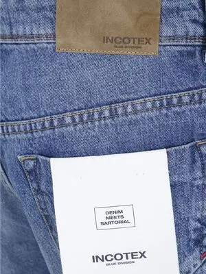 Incotex Five-pocket Straight Jeans In Pure Cotton Denim With A Mid-rise