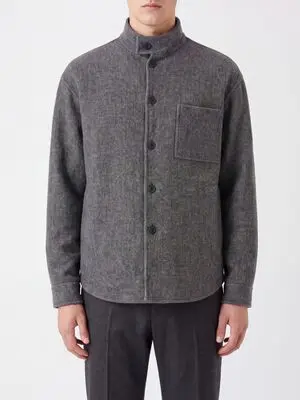 Giorgio Armani Short Silk And Cashmere Shirt Jacket With High Neck