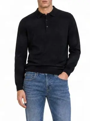 BOSS Long Sleeve Polo Sweater - Black