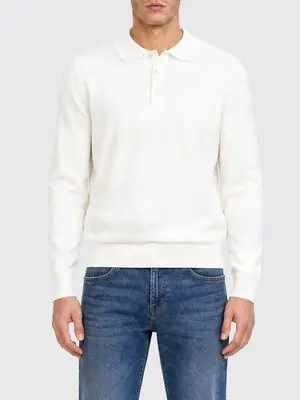 BOSS Long Sleeve Polo Sweater - White
