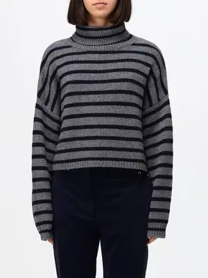 LISA YANG Striped Turtleneck Sweater - Grey