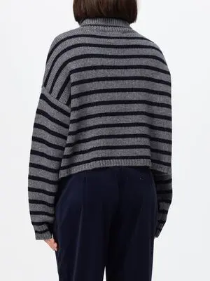 LISA YANG Striped Turtleneck Sweater - Grey