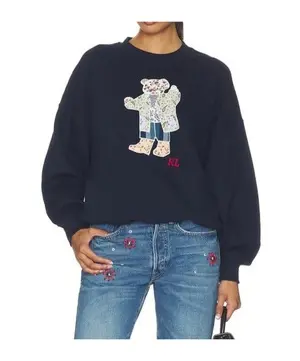 Ralph Lauren Fleece Crewneck Sweatshirt With Graphic Detail - Blue