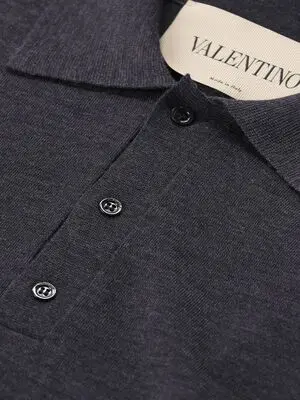Valentino Garavani Slim Fit Virgin Wool Long-sleeved Polo Shirt