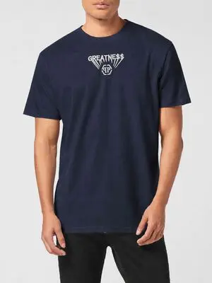 Philipp Plein Cotton Jersey T-shirt With Contrasting Embroidered Front Logo - Blue