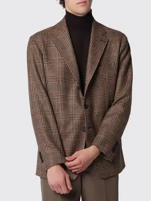 Tagliatore Single-breasted Tartan Blazer In Virgin Wool And Cashmere - Brown