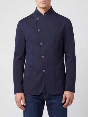 Emporio Armani Collared Button Detailed Jacket - Blue