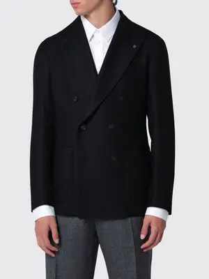 Tagliatore Double-breasted Short Coat In Super 100's Virgin Wool - Black