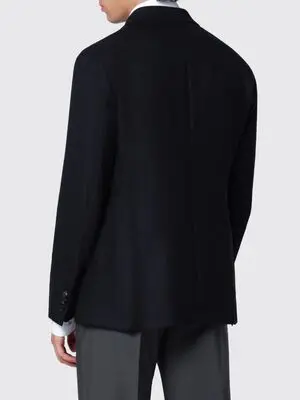 Tagliatore Double-breasted Short Coat In Super 100's Virgin Wool - Blue