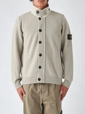 Stone Island Ribbed Knit Cardigan - Sand