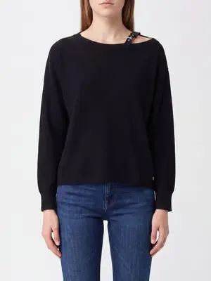 Liu Jo Asymmetrical Cut-out Jumper In Wool And Cashmere Blend - Black