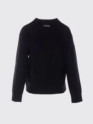 Liu Jo Wool Jumper With Graphic Print And Rhinestone Back Logo