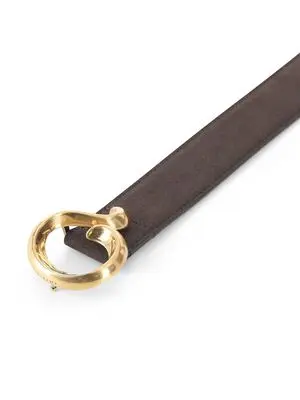 Etro Adjustable Suede Calfskin Leather Belt With Metal Buckle